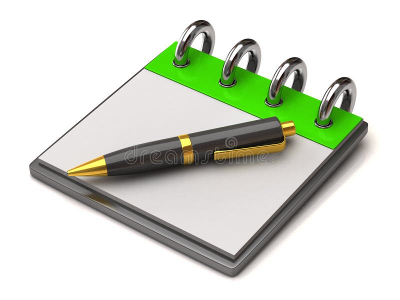 Blank Notebook on White Desk with Stationery and Supplies, 3D Rendering ...