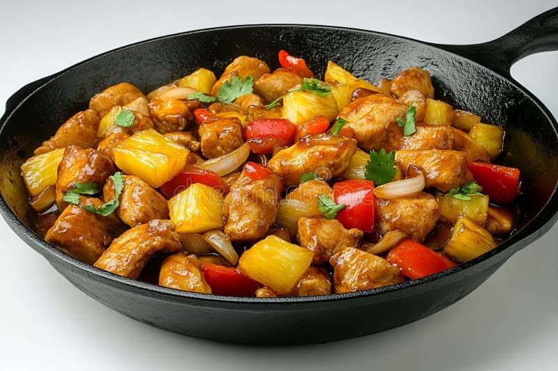 A Black Pan Filled with a Variety of Meats and Vegetables Picture Stock ...