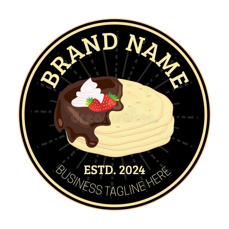 Black Pancake or Crepes Round Badge Logo Stock Vector - Illustration of ...