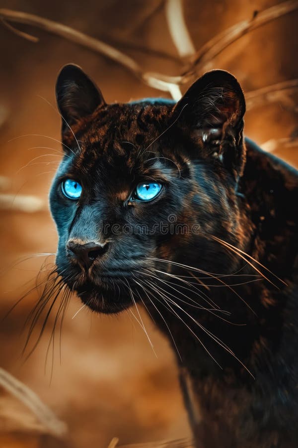 A Black Panther with Blue Eyes Standing in the Grass. Generative AI ...