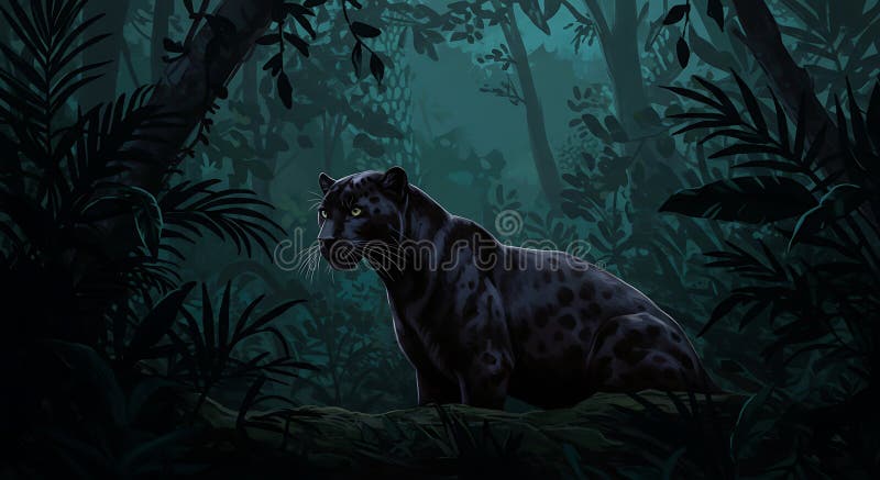 Black Panther in a Dense, Shadowed Jungle Environment - Generated Using ...