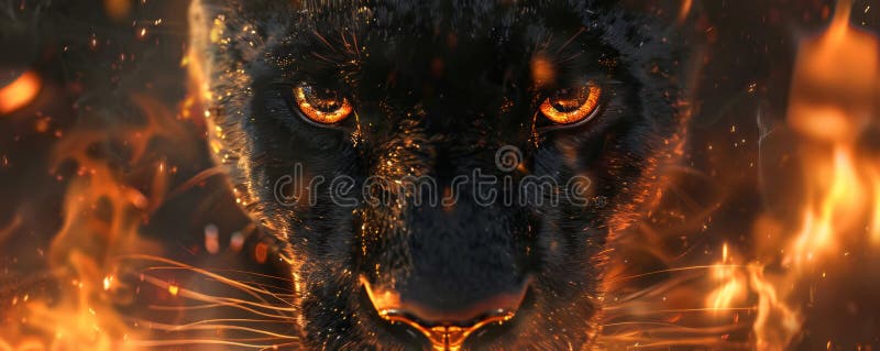 Black Panther with Eyes of Fire Concept. Stock Illustration - Illustration of panther, angry ...