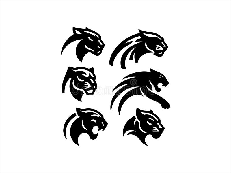 Black panther logo set stock vector. Illustration of college - 359307664