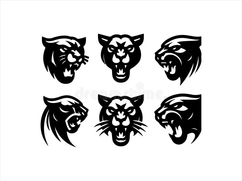 Black panther logo set stock vector. Illustration of label - 359307658