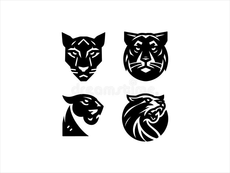 Black panther logo set stock vector. Illustration of drawing - 359606263