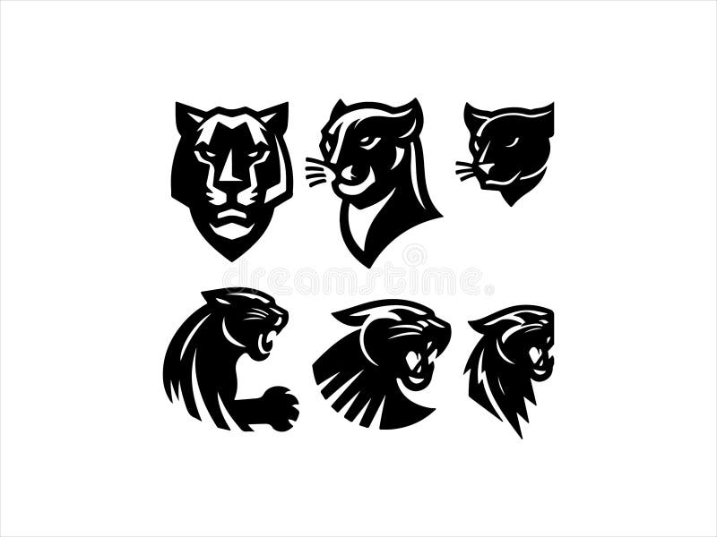 Black panther logo set stock vector. Illustration of face - 359606358