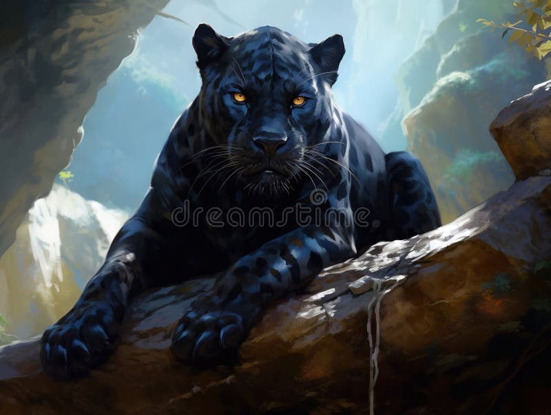 Ai Generated Illustration Wildlife Concept of Black Panther Stock ...