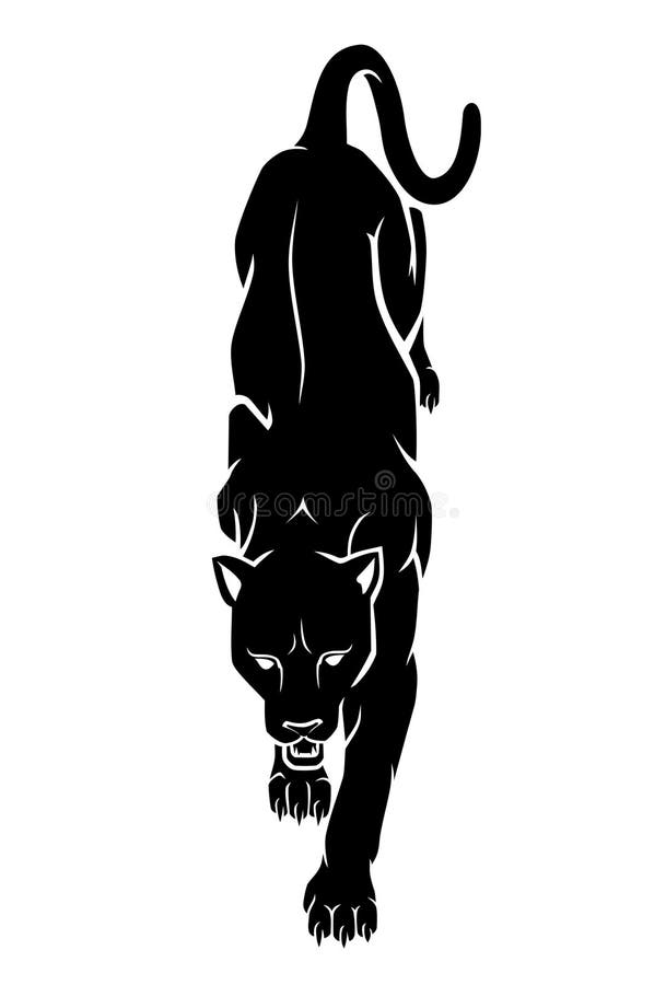 Black Panther Predator Cat, Front Crawl Silhouette Stock Vector ...