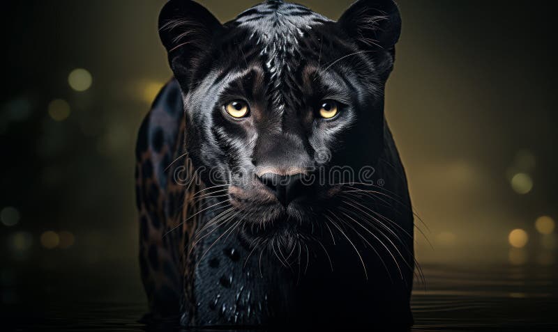 Black Panther Predator in Dark Forest a Black Panther Predator in a ...