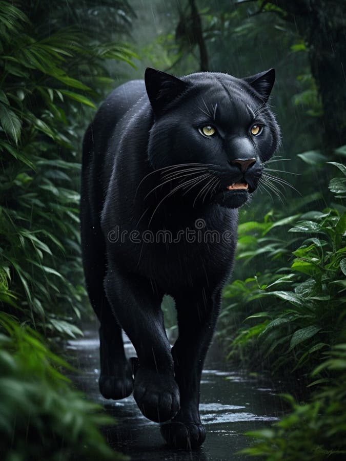 Panther Running Scared Vector Illustration Stock Vector - Illustration ...