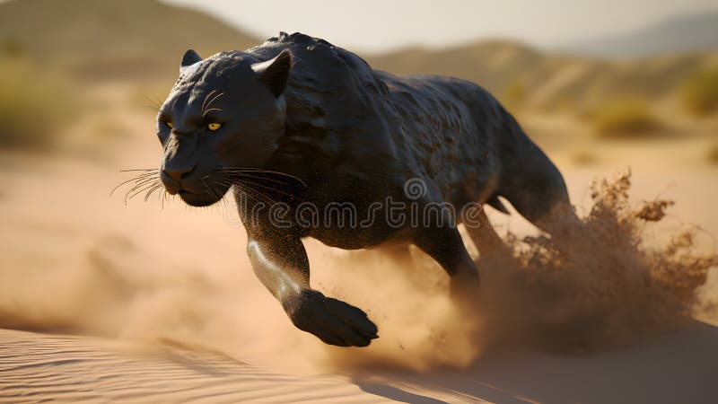 Black Panther Running with Sands Stock Illustration - Illustration of ...