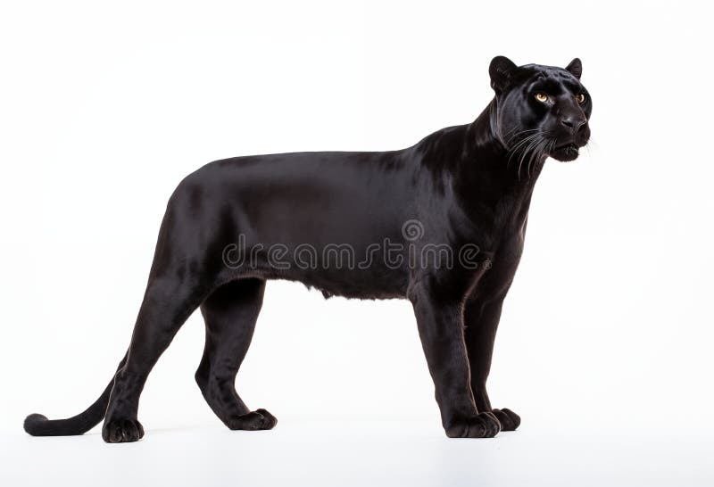 Black Panther Standing Against White Background Stock Illustration ...