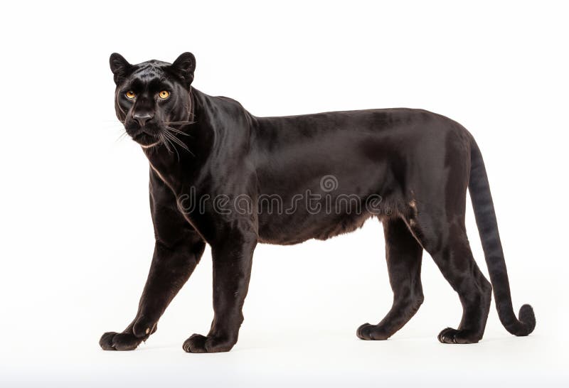 Black Panther Standing on White Background Stock Illustration ...