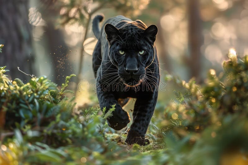 Black Panther in Tropical Rainforest.Generative Ai Stock Illustration ...