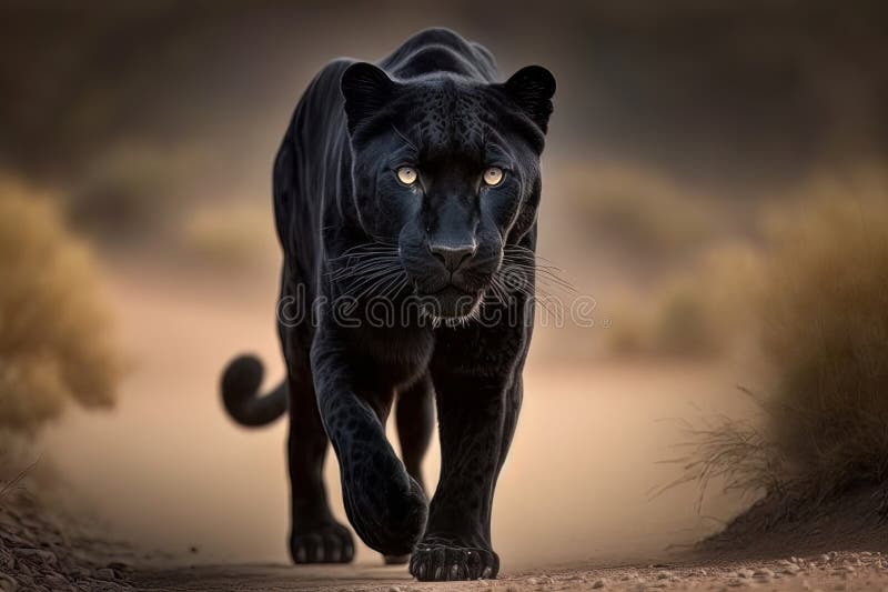 Black panther walking stock illustration. Illustration of hunter ...