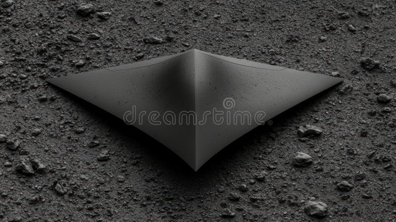 A Black Paper Airplane on a Black Gravel Surface. Stock Image - Image ...
