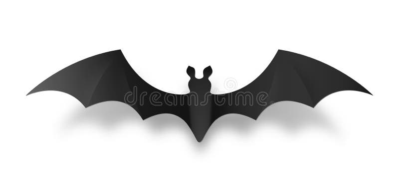 Black Paper Bat With Shadow. Halloween Vector Element Isolated On White ...
