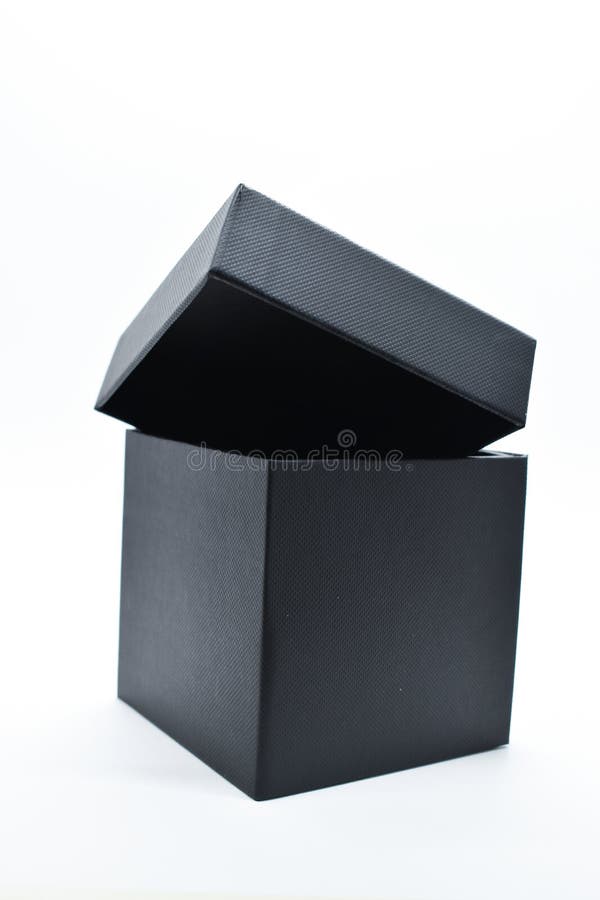 Black Paper Box on White Background, Packaging Industry Stock Photo ...
