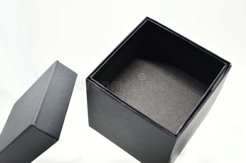 Black Paper Box on White Background, Packaging Industry Stock Photo ...