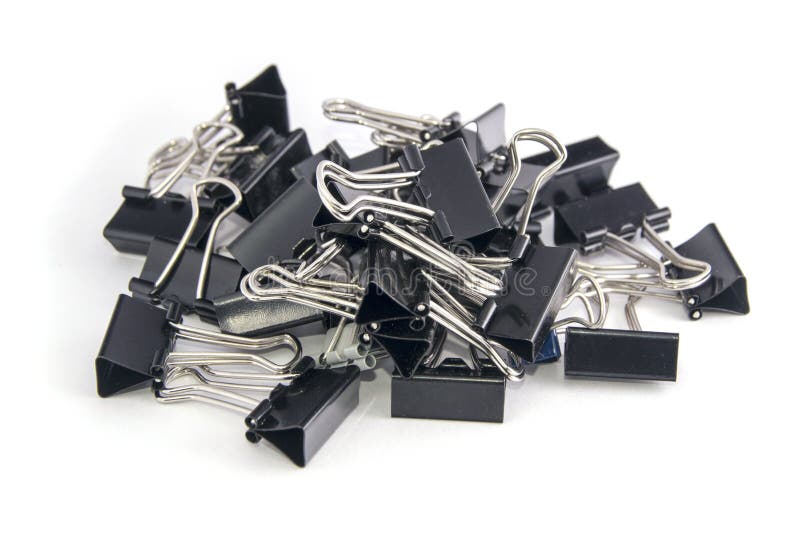 Black paper clips on white stock image. Image of clip - 169834103