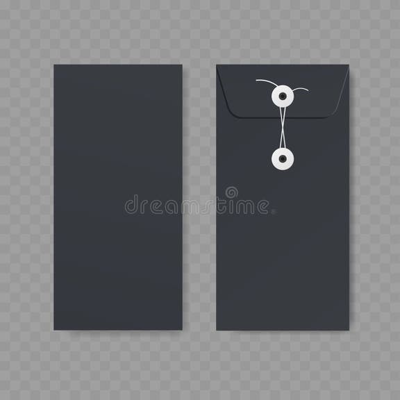 Black Paper Envelope with Button Closure for Documents Vector Stock ...
