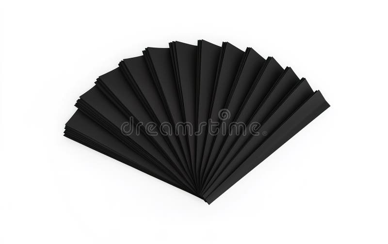 Black Paper Fan Arranged in an Open Display on a Stark White Background ...