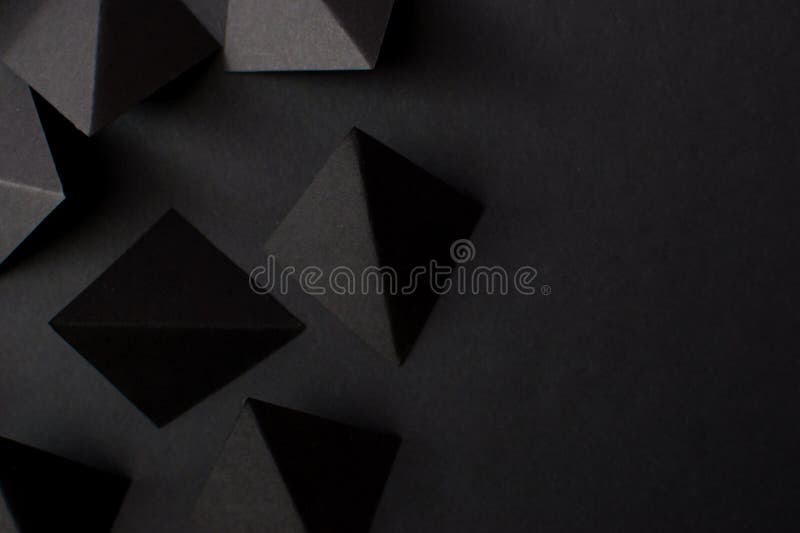 Black Paper Folded in Geometric Shapes, Copy Space Stock Photo - Image ...
