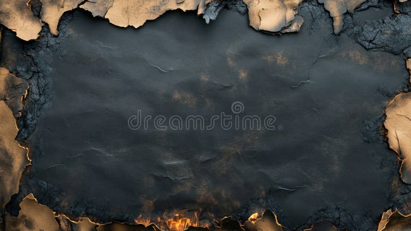 Black Paper Frame with Burned Edges and Flames Stock Illustration ...