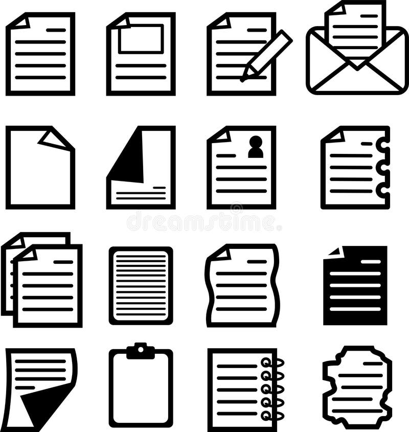 Black Paper icon set stock vector. Illustration of vector - 198209102