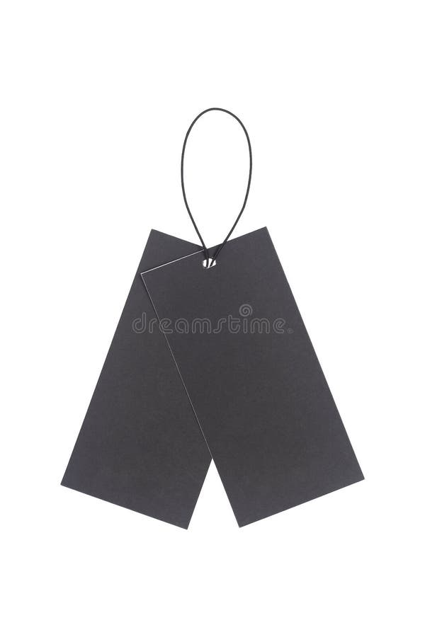 Black Paper Label with Rope Isolated on White Stock Image - Image of ...