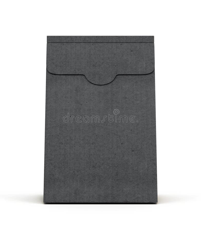 Black Paper Package Isolated on White Background. Front View Stock ...