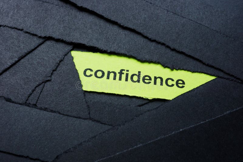 Black Paper Strips with Confidence Text. Self-assurance. Stock Image ...