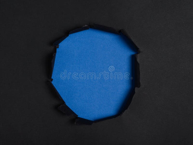 Black Paper Torn Hole Center Showing Blue Background Stock Photos ...