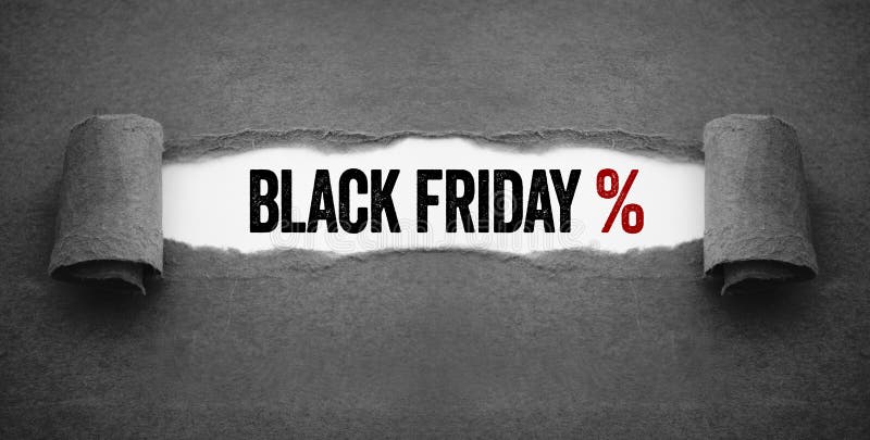 Black Paper Work with Black Week and Black Friday with Red Percent Sign ...