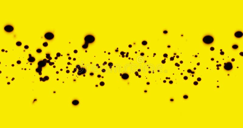 Black Particles Float on an Intense Yellow Background. 4k Loop ...