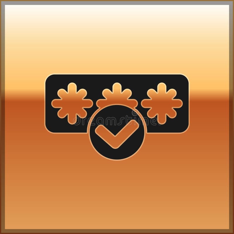Black Password Protection and Safety Access Icon Isolated on Gold ...