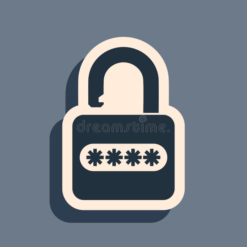 Black Password Protection and Safety Access Icon Isolated on Grey ...