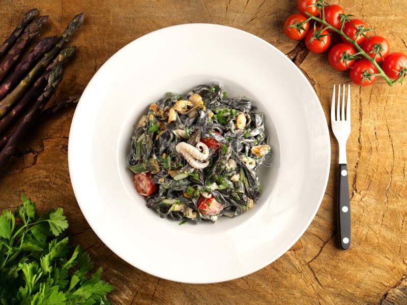 Black Paste with Cuttlefish Ink Stock Image - Image of nutrition ...