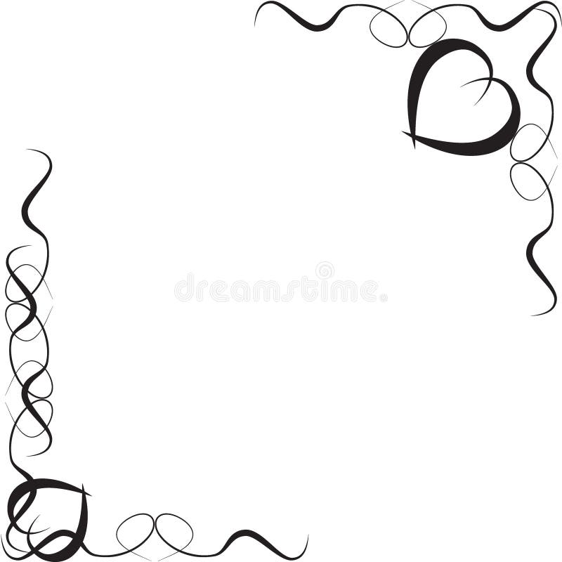 Black Pattern, Frame with Hearts Stock Illustration - Illustration of ...