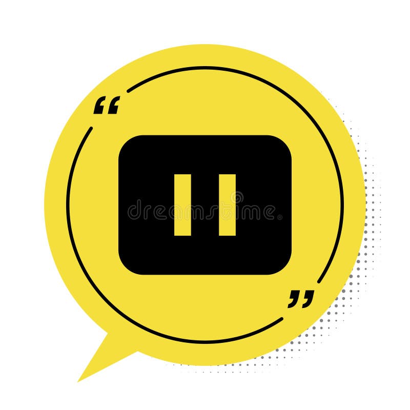Black Pause Button Icon Isolated on White Background. Yellow Speech ...
