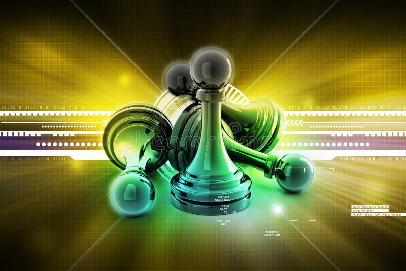 Black Pawn Isolated on Colour Stock Illustration - Illustration of pawn ...