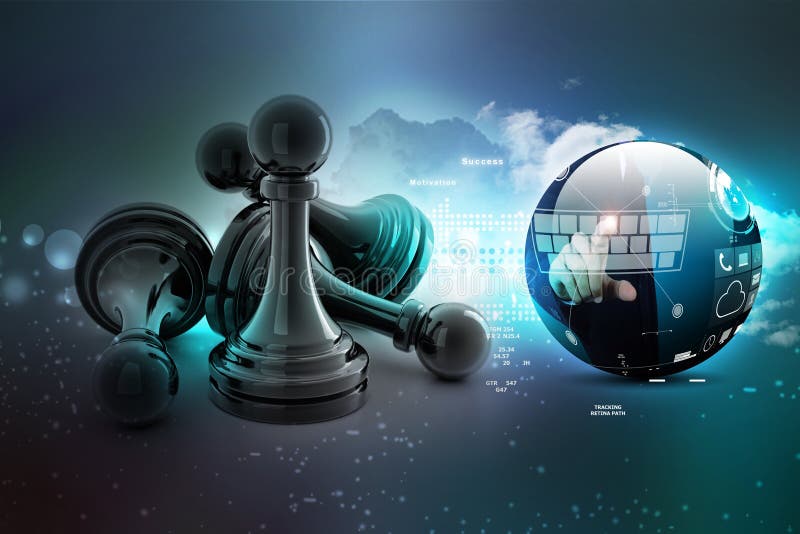 Black Pawn Isolated on White Colour Stock Illustration - Illustration ...