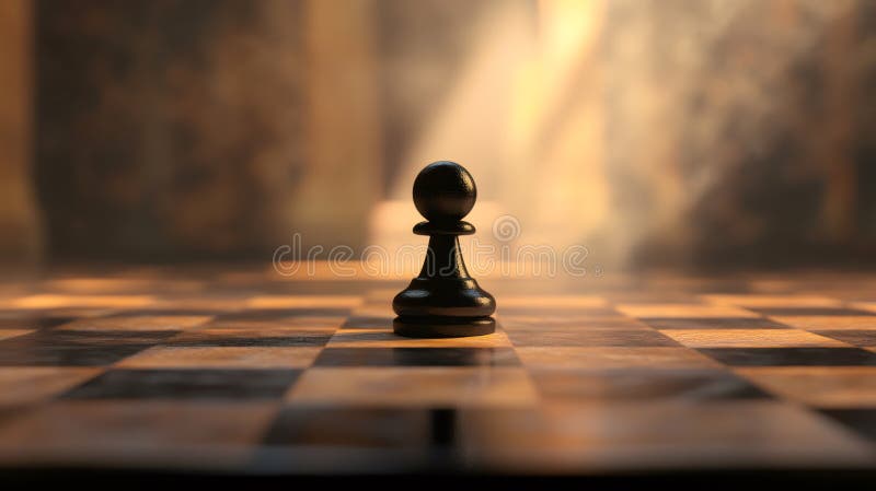 Black Pawn Standing on Chessboard in Dramatic Lighting Stock Photo ...