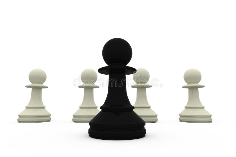 Black Pawn Standing in Front of White Pawns Stock Illustration ...