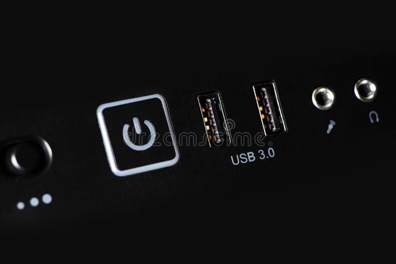 Black Pc Tower Case with Power Button Usb Connection Sockets Power and ...