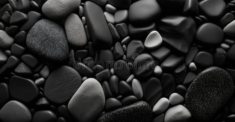 Black Pebble Stones Texture. Dark Natural Rock Backdrop Stock Photo ...