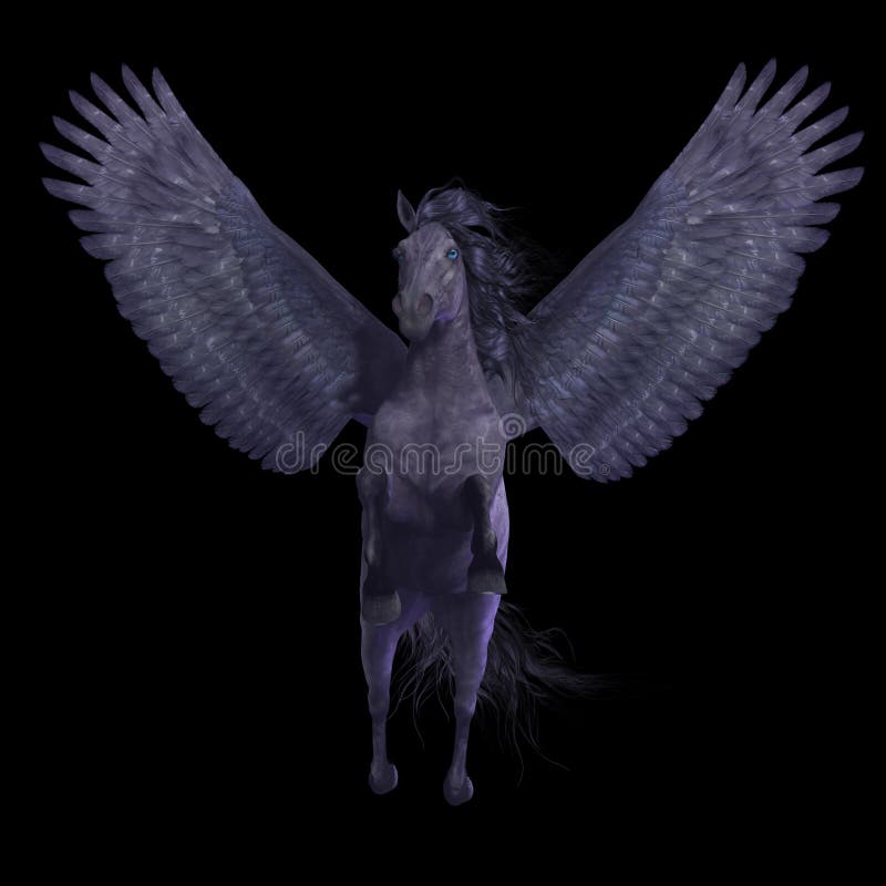 Black Pegasus Profile stock illustration. Illustration of mythology ...