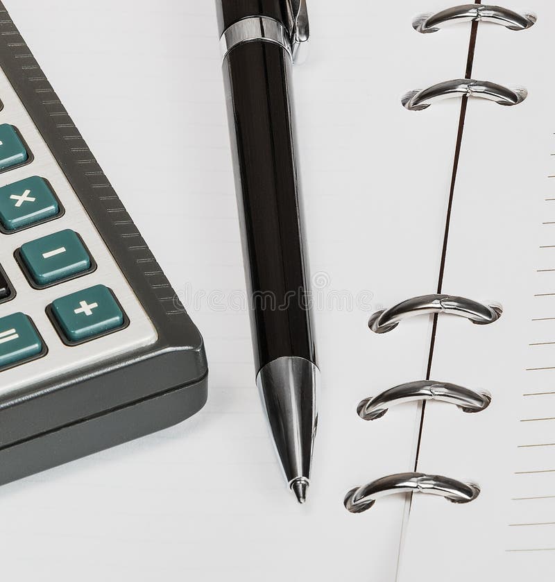 Black Pen and Calculator, Notebook Stock Photo - Image of business ...