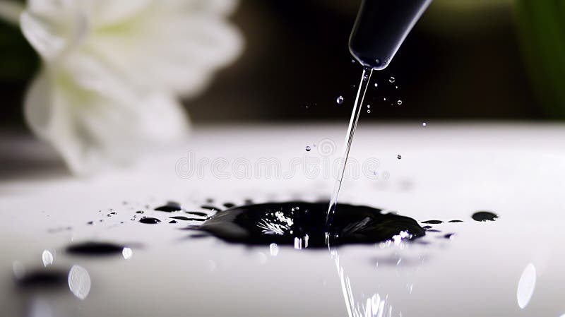 A Black Pen is Dripping Ink Onto a White Surface Stock Image - Image of ...
