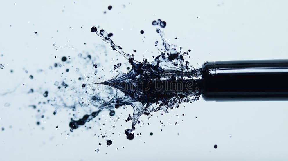 Black Pen Exploding with Ink Against White Background Stock Image ...